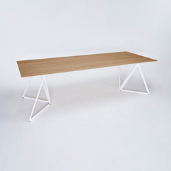 Steel Stand Table - coral red/ oak | Architonic