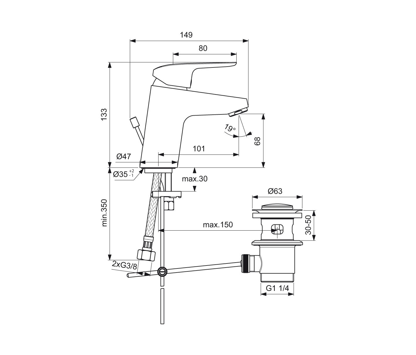 Ceraflex Waschtischarmatur (5 l/min.) mit Kunststoffablauf | Architonic