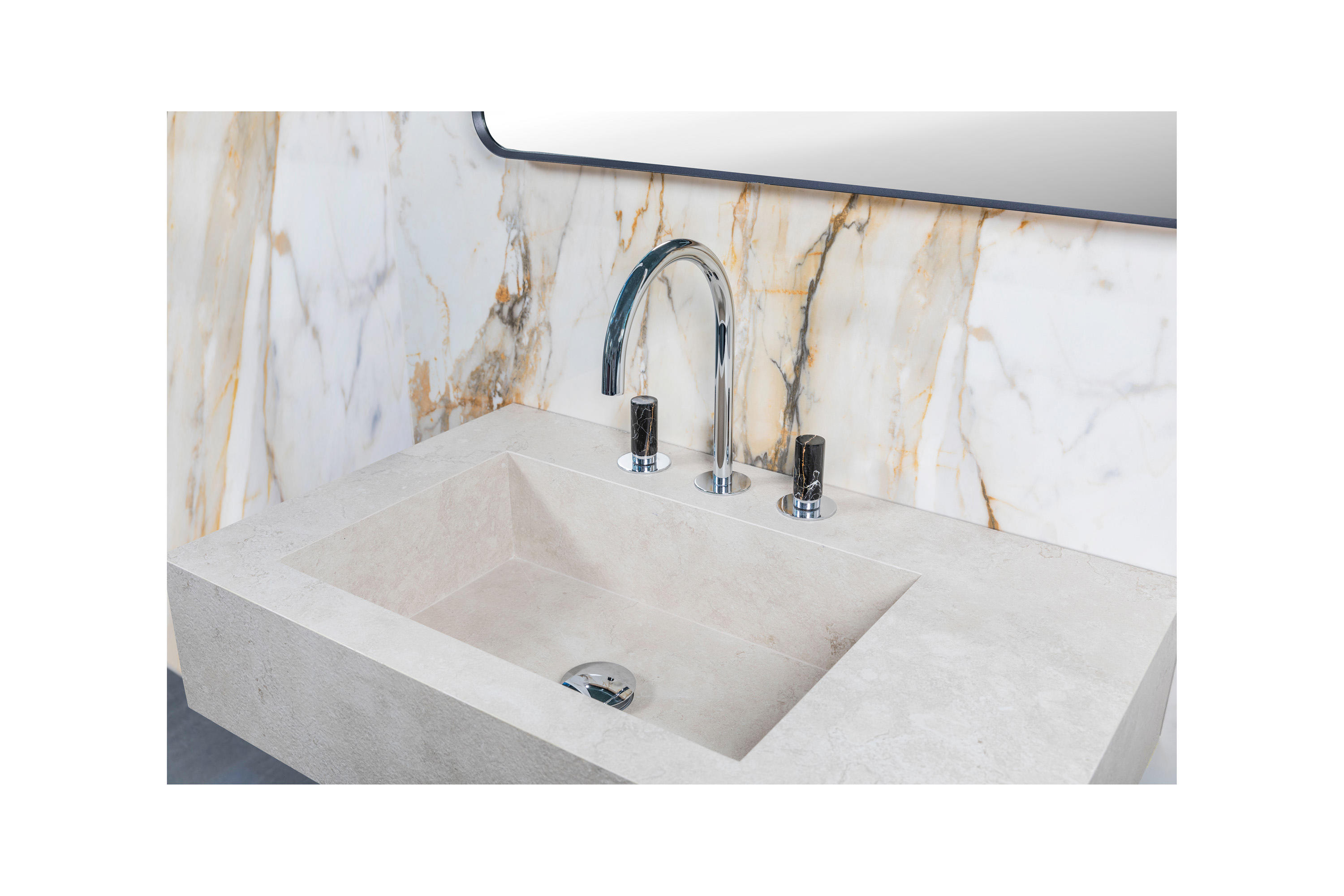 Sestriere | 3 Hole Concealed Basin Mixer With Grey Marble Handle ...