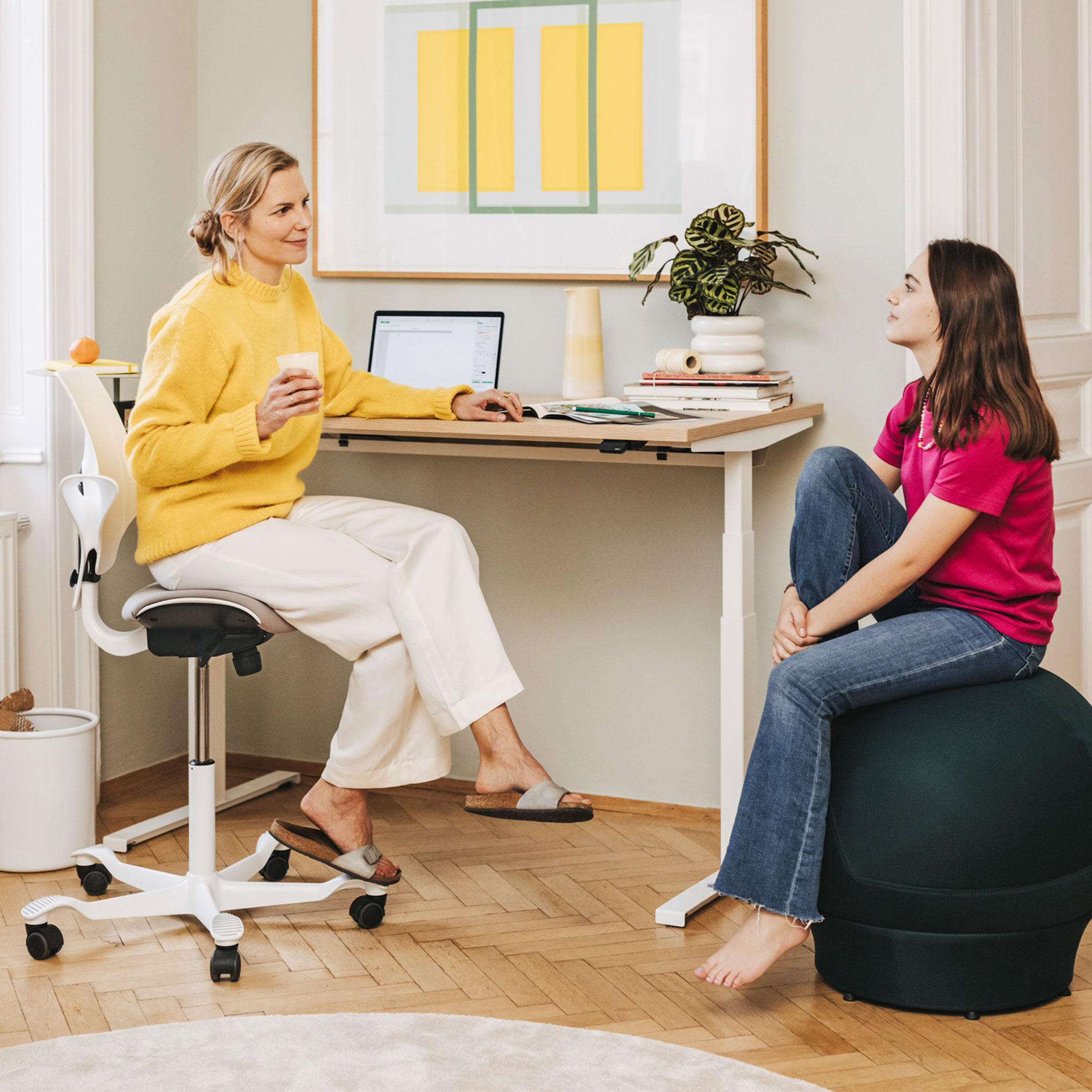 Move | Sit - Stand Work Table - Melamine Oak Vicenza | Architonic