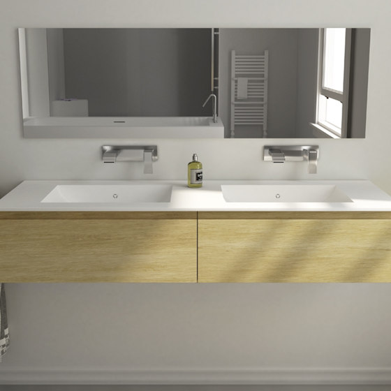 SOLID WOOD | Gaia Wood Wall-Mounted Solid Oak Vanity Base - 2 drawers ...