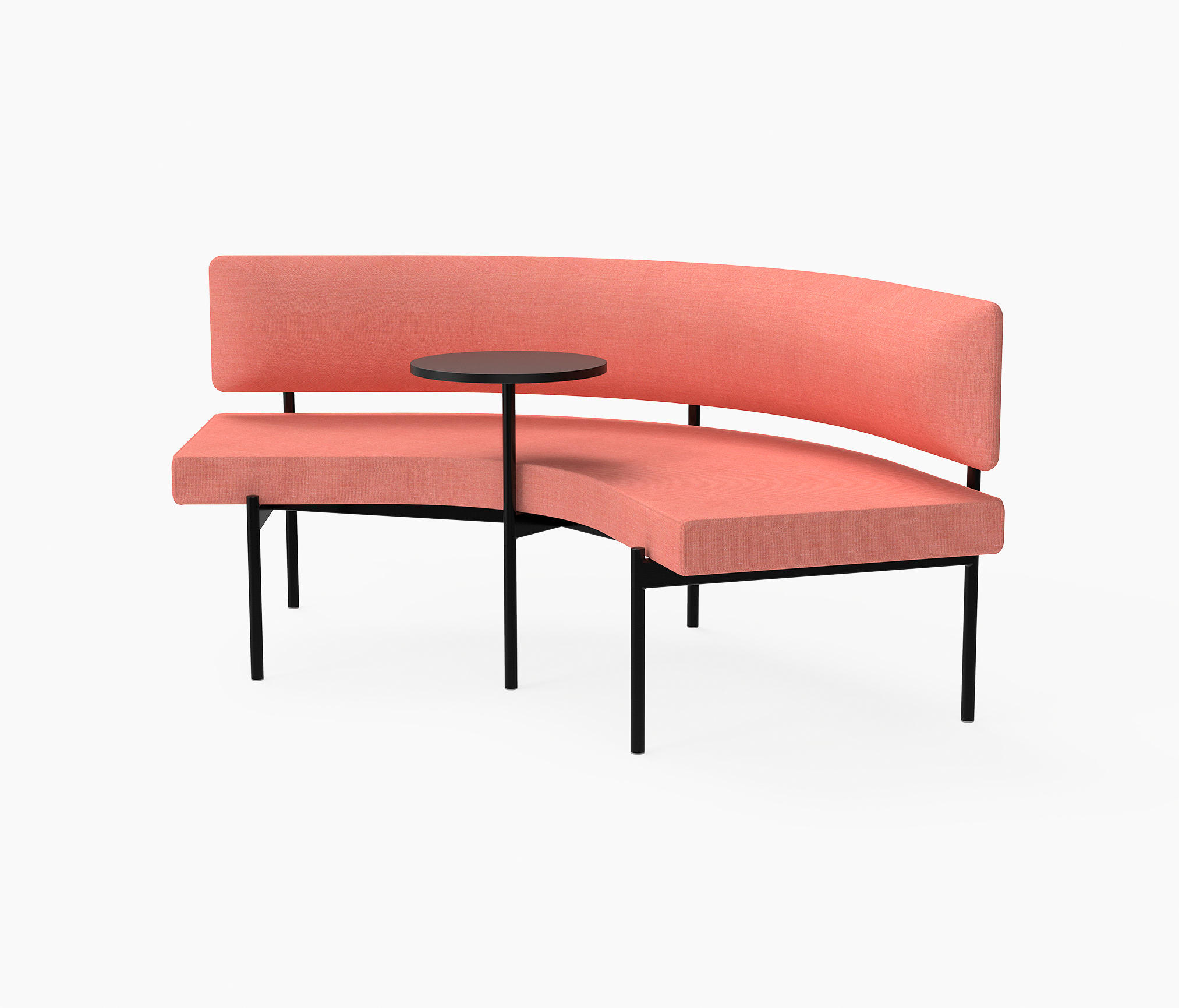 Crescent, 72˚ Mid-back curved bench with floating table | Architonic