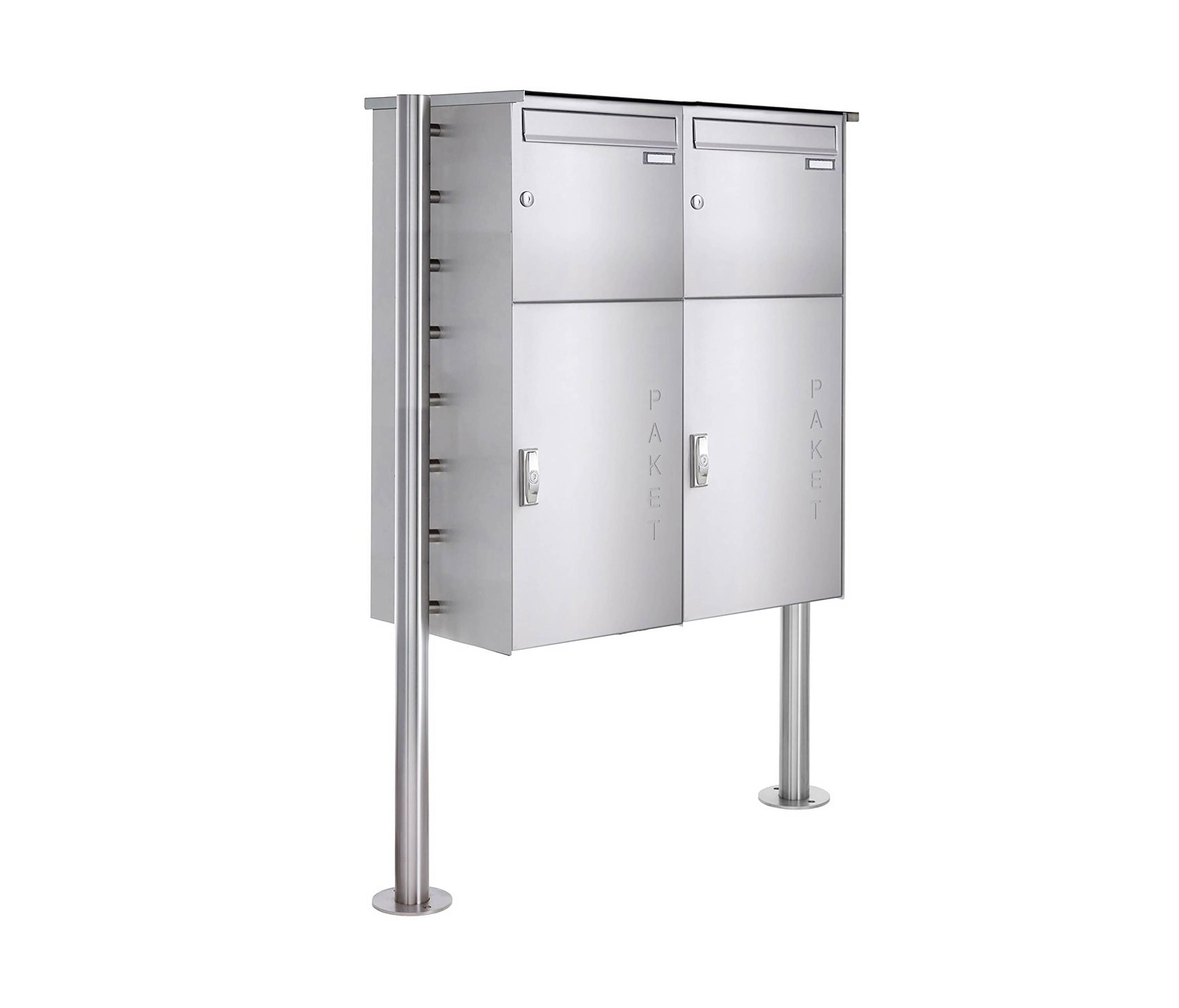 Basic | 2er Edelstahl Großraumbriefkasten BASIC 863 AP mit Paketfach ...