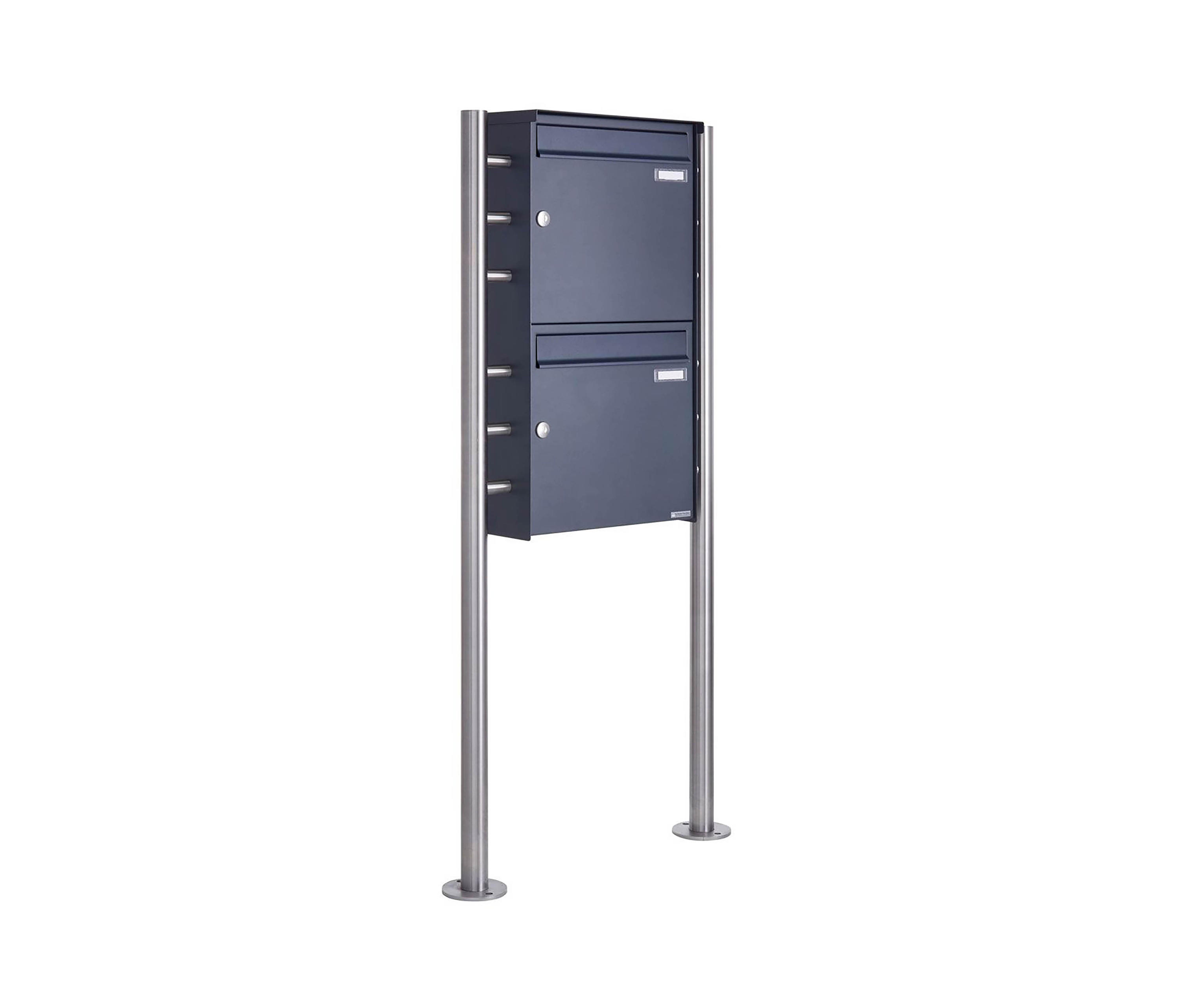 Basic | 2er Edelstahl Standbriefkasten Design BASIC Plus 381X ST-R ...