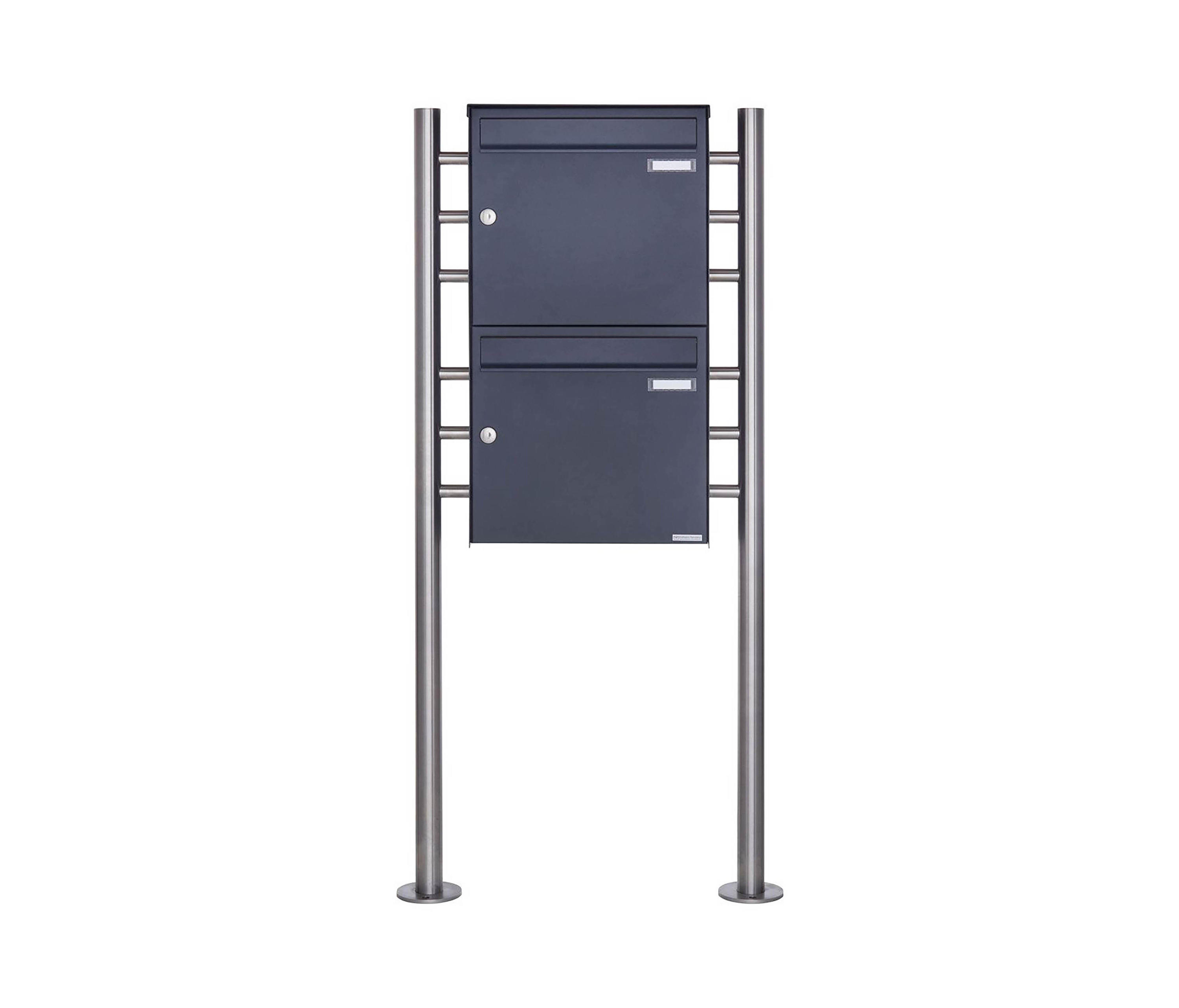 Basic | 2er Edelstahl Standbriefkasten Design BASIC Plus 381X ST-R ...