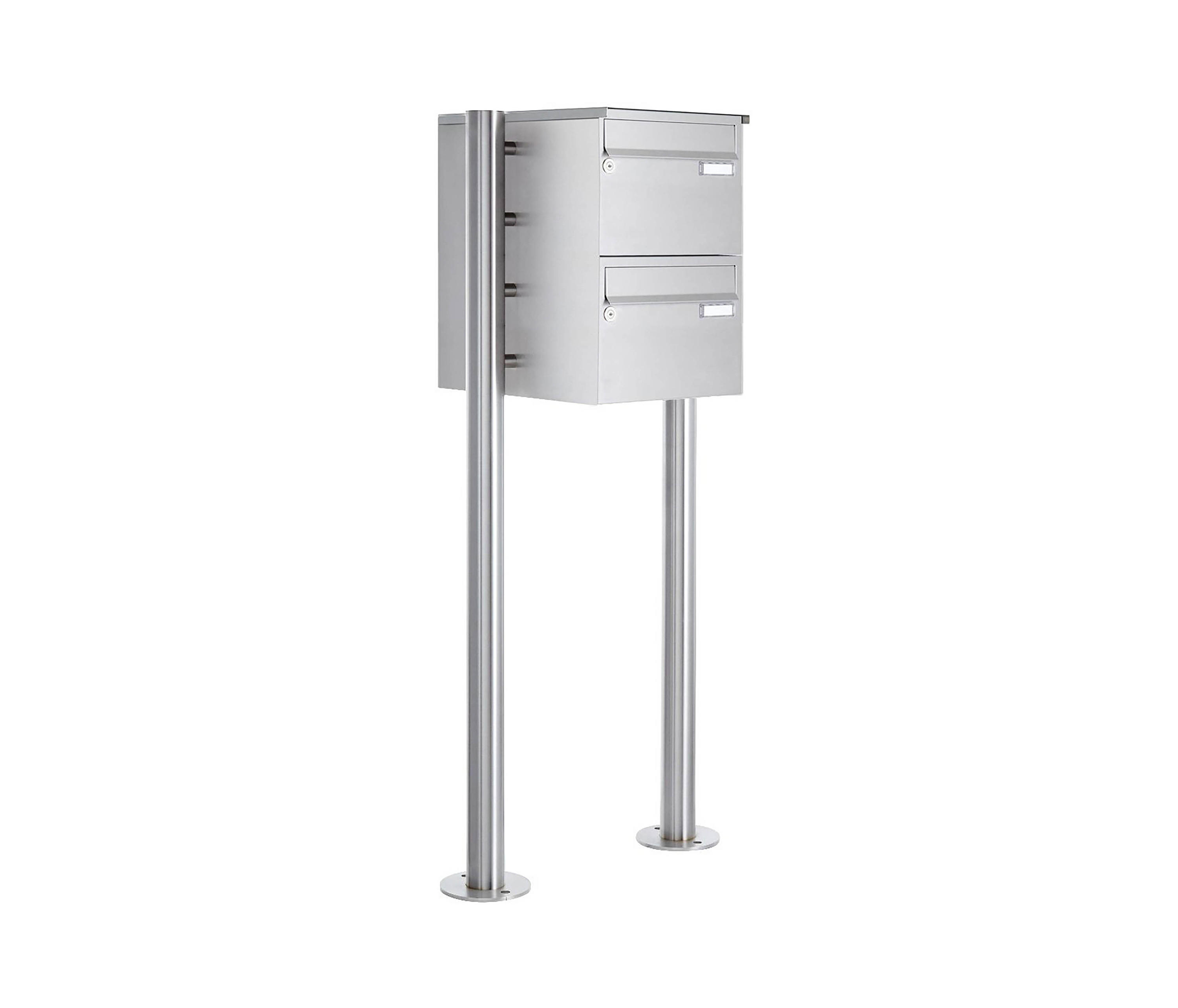 Basic | 2er Edelstahl Standbriefkasten Design BASIC Plus 385 220 X ST R ...
