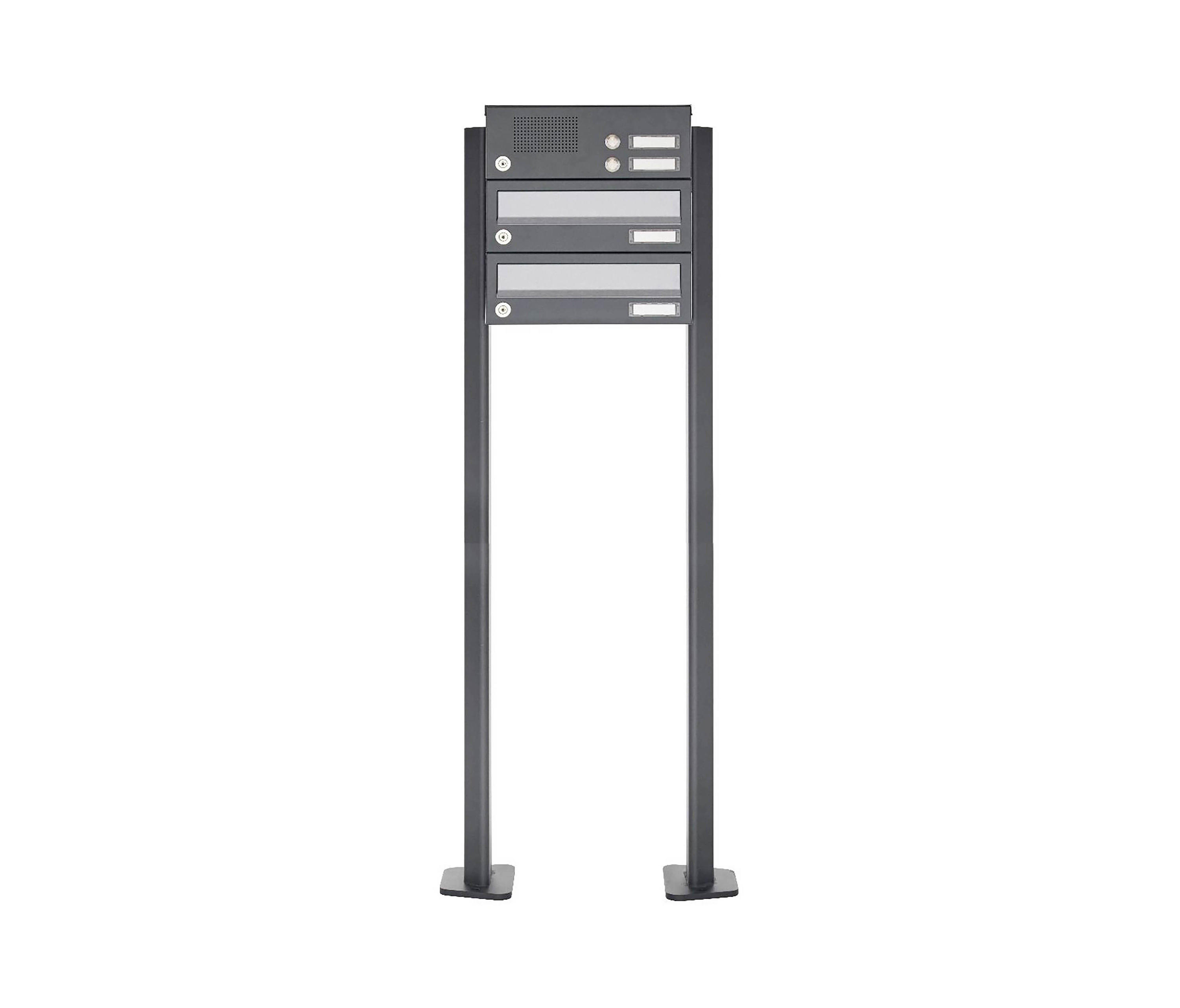 Basic | 2er Standbriefkasten Design BASIC 385P ST-T mit Klingelkasten ...