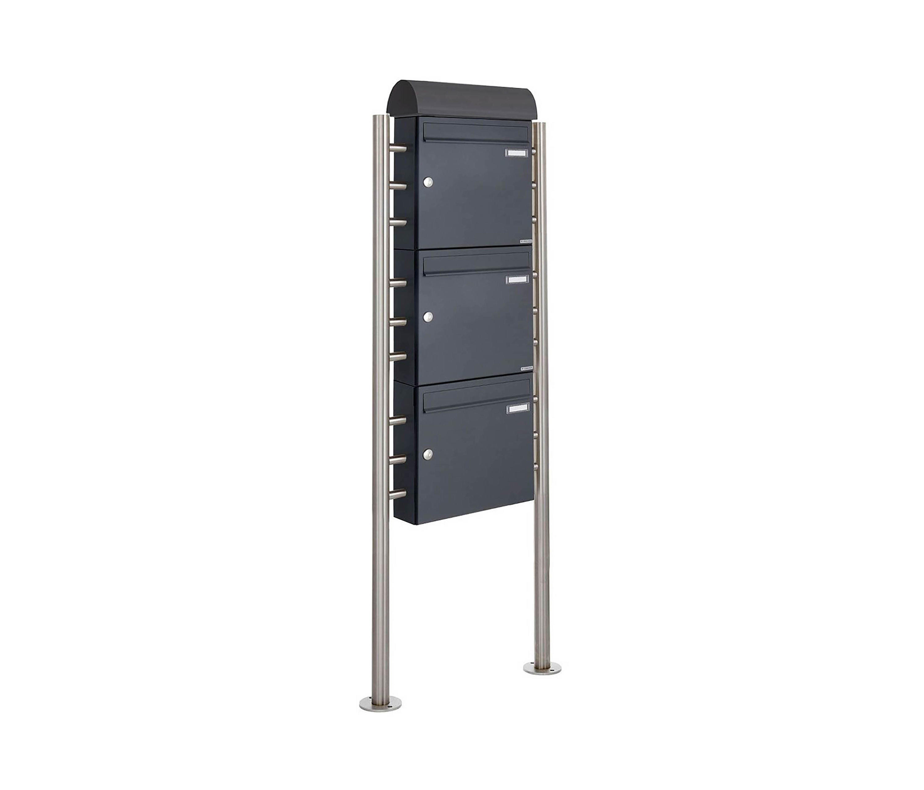 Basic | 3-fach Standbriefkasten Design BASIC 383 ST-R mit Zeitungsfach ...