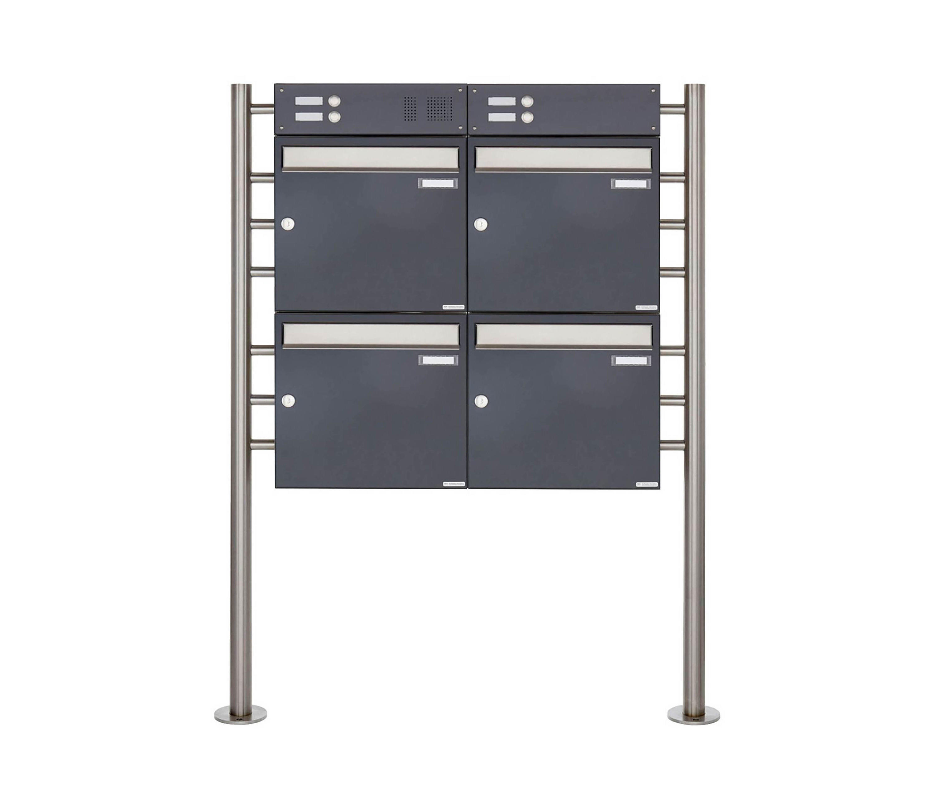 Basic | 4er Standbriefkasten Design BASIC 381 ST-R mit Klingelkasten ...