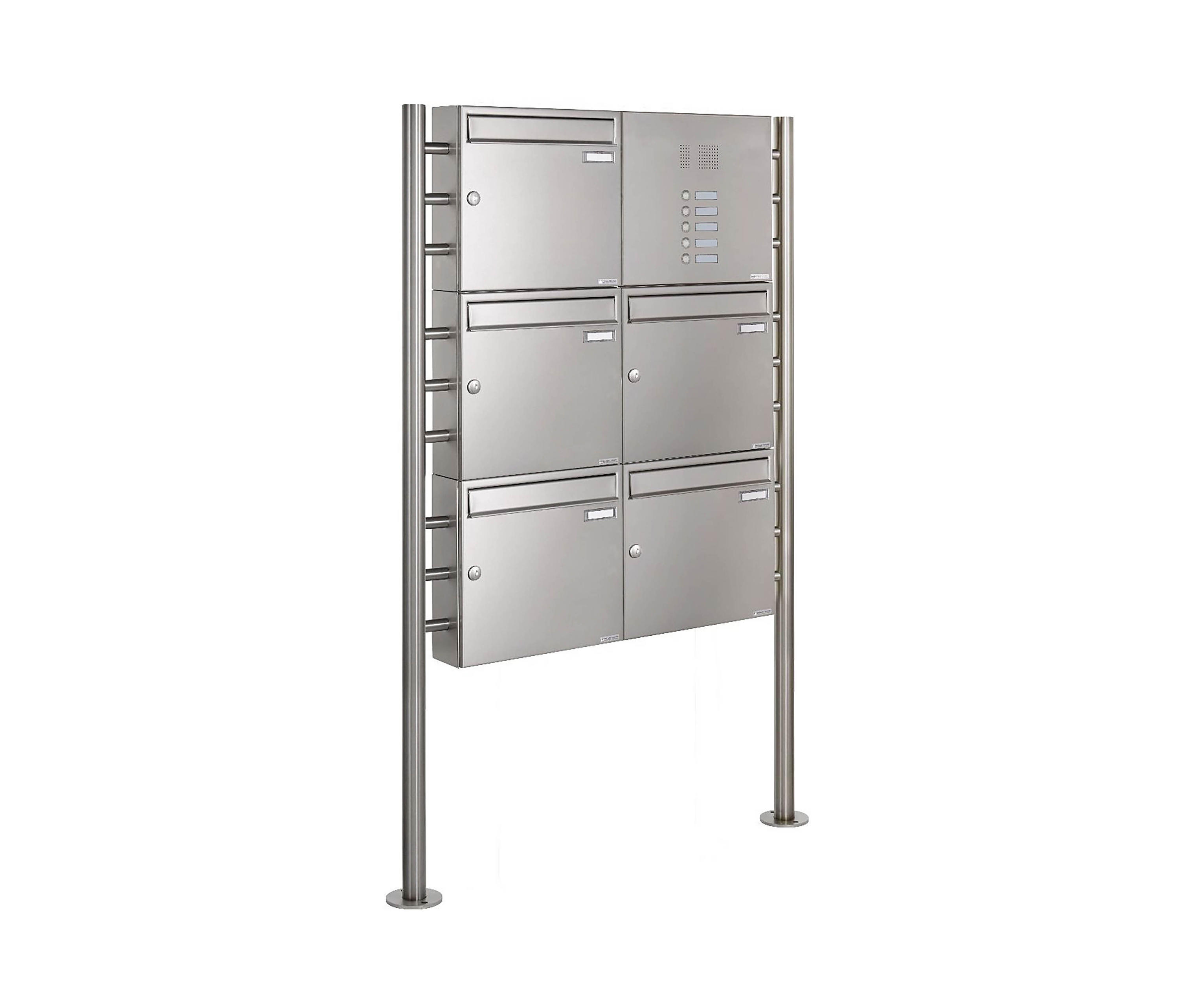 Basic | 5er 3x2 Edelstahl Standbriefkasten Design BASIC 381 ST-R mit ...