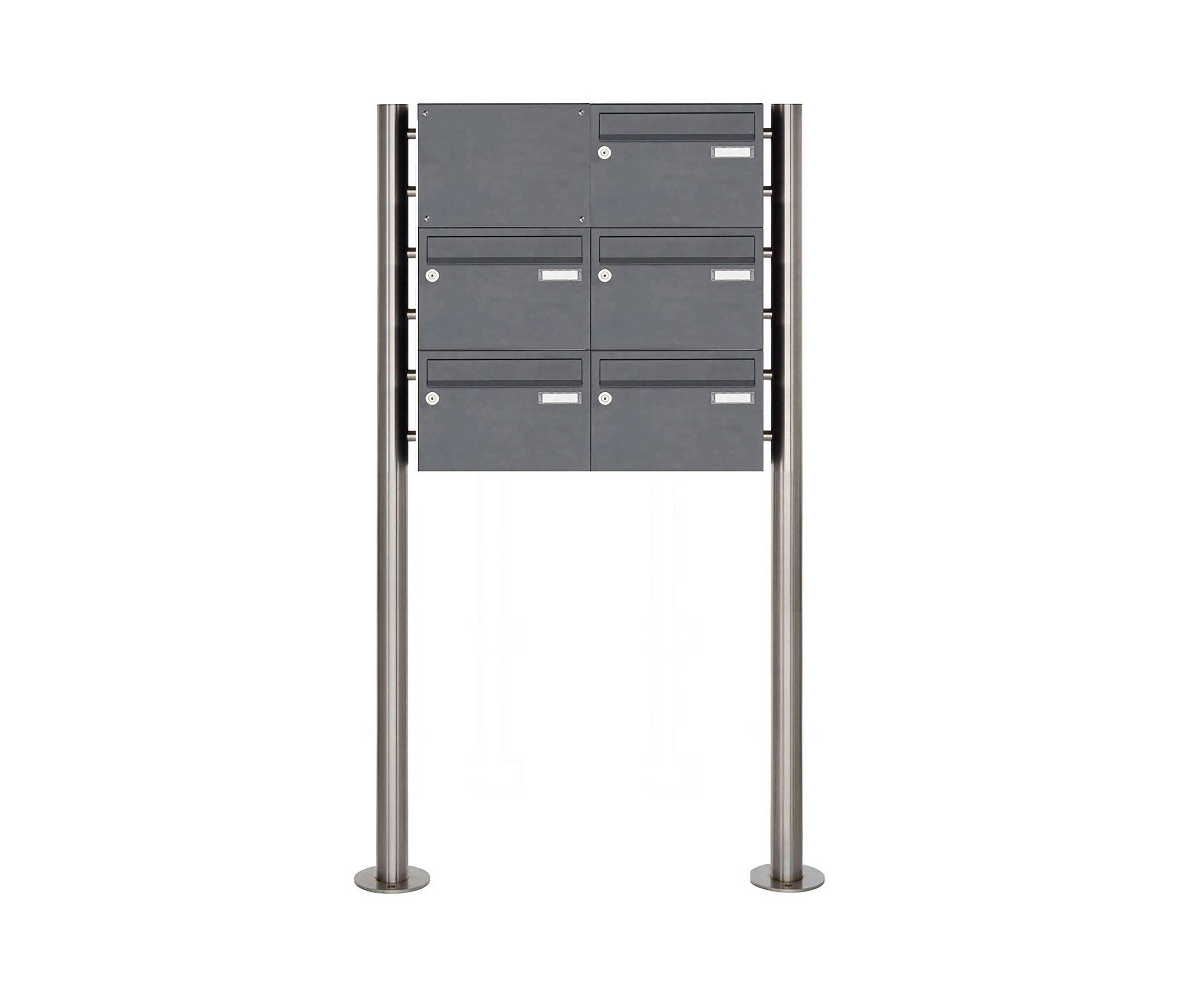 Basic | 5er 3x2 Edelstahl Standbriefkasten Design BASIC Plus 385 220 X ...
