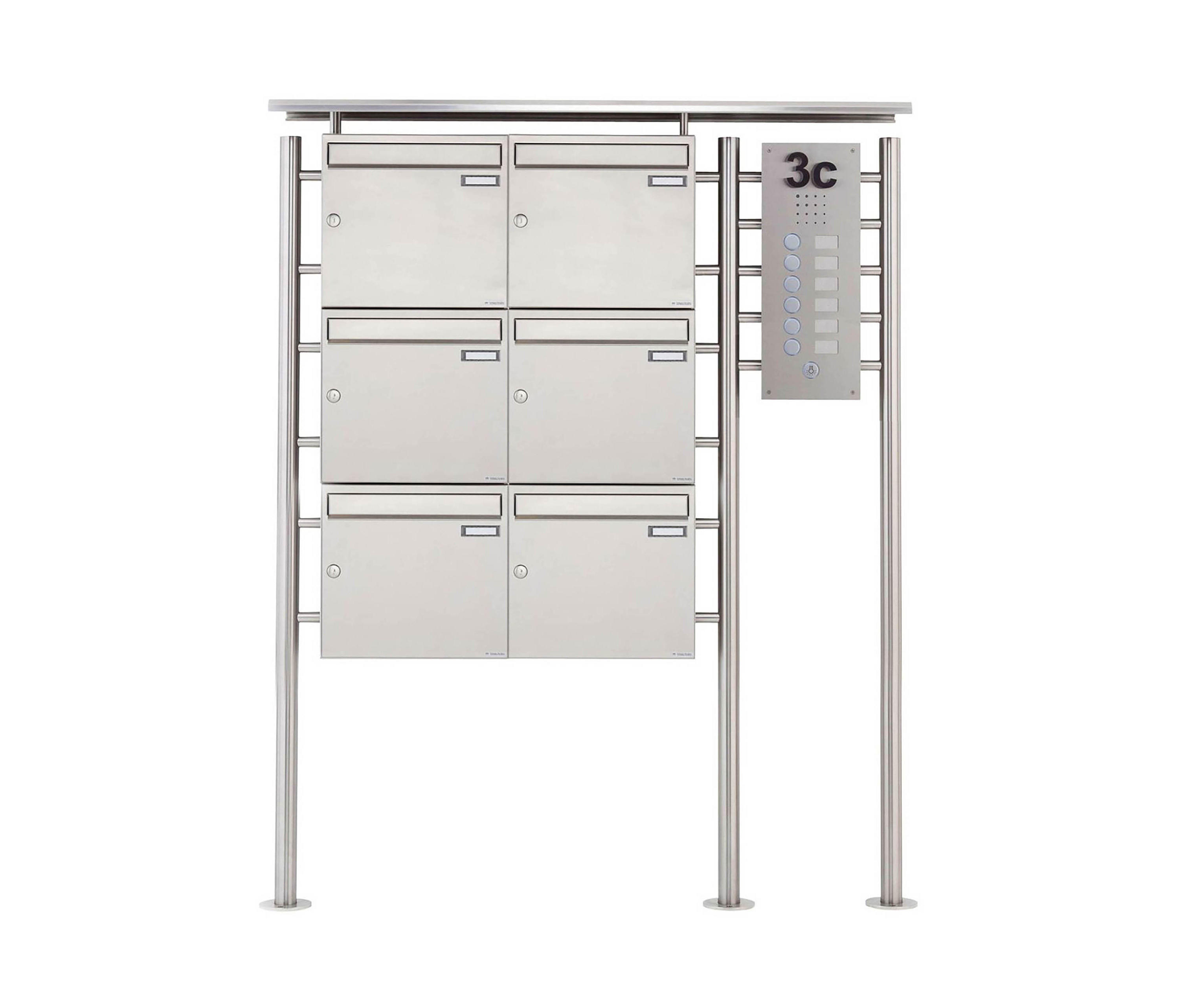 Basic | 6er Edelstahl Briefkastenanlage freistehend BASIC 311X ST-R mit ...