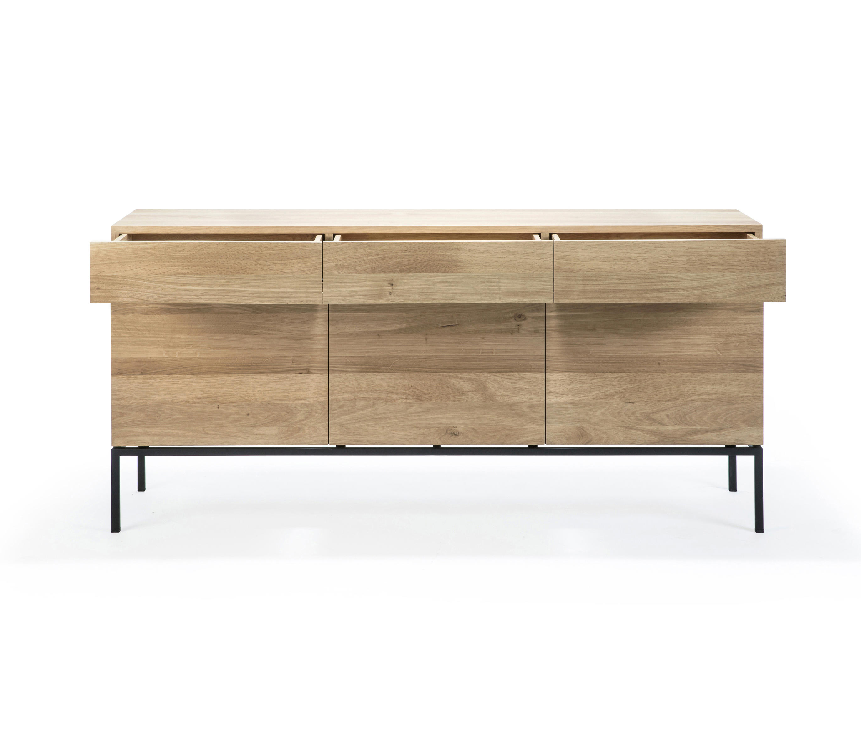 Ligna | Oak sideboard - 3 doors - 3 drawers - black metal legs | Architonic