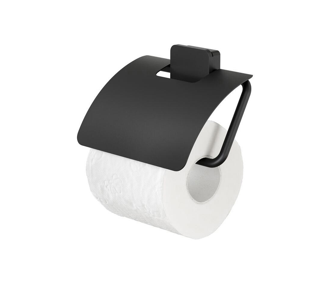 Topaz Black | Toilet roll holder with cover Black | Architonic