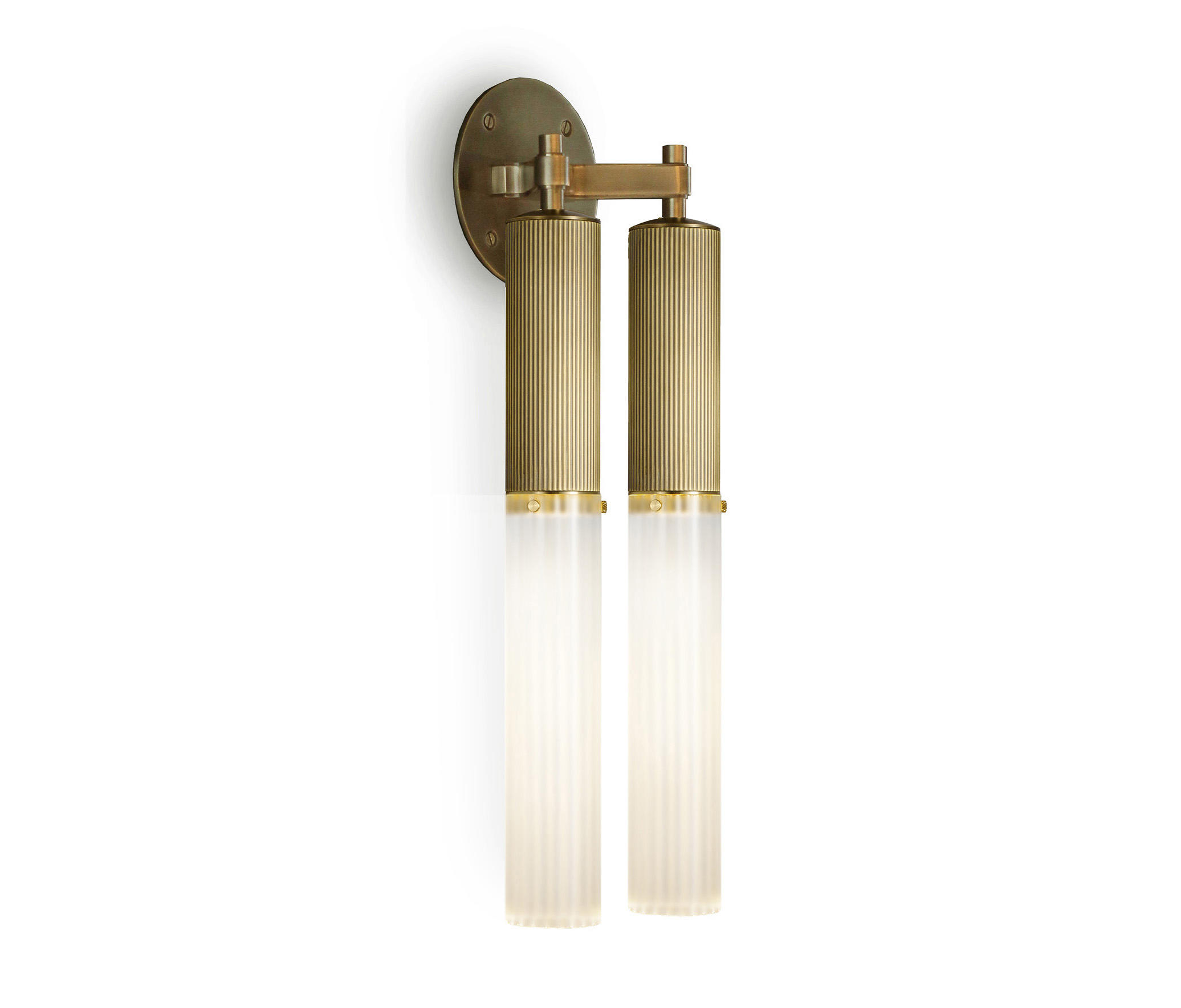 Flume | Double Wall Light - Antique Brass & Frosted Reeded Glass | Architonic