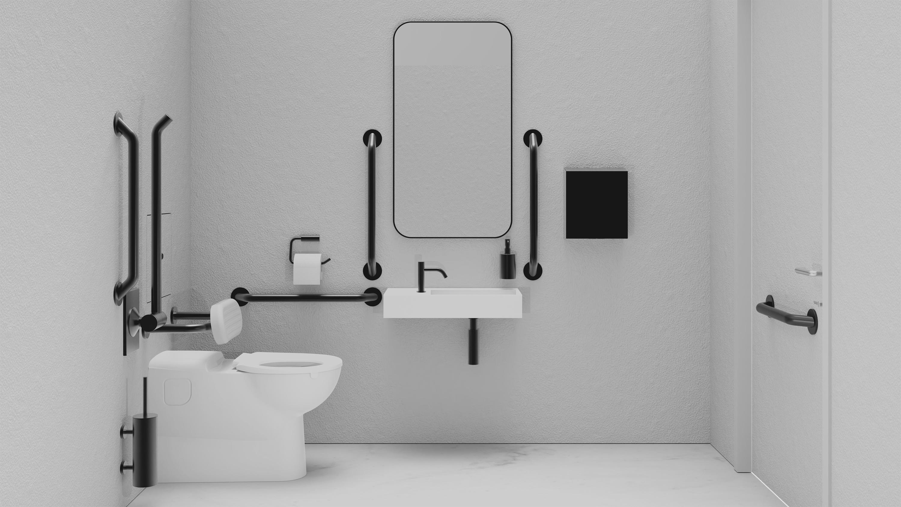 DDA PVD Black Doc M Pack / Floor Standing WC / Hand Dryer | Architonic