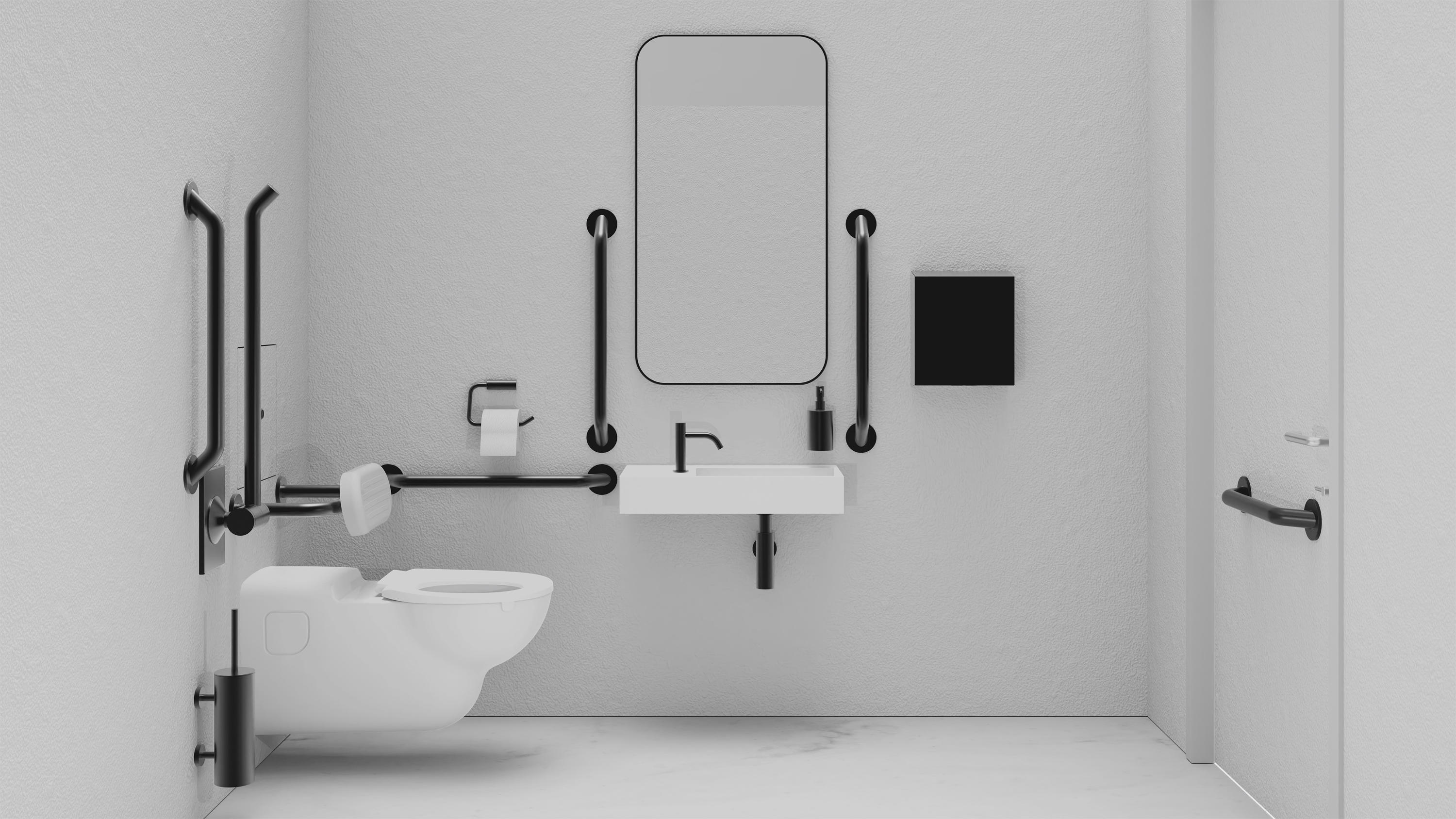 DDA PVD Black Doc M Pack / Wall Hug WC / Hand Dryer | Architonic