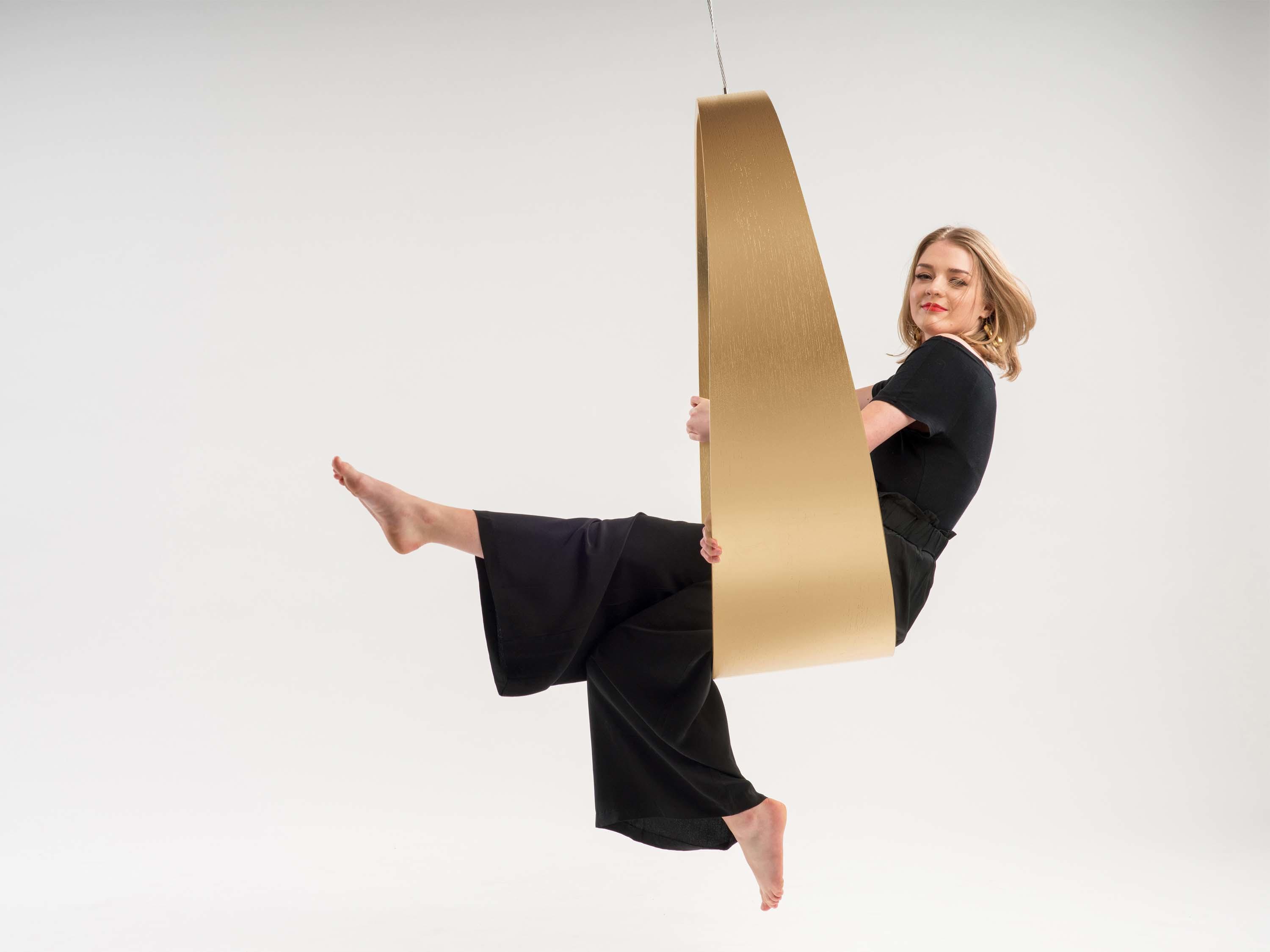 Circleswing N.2 Wooden Hanging Chair Swing Seat - in gold colour ...