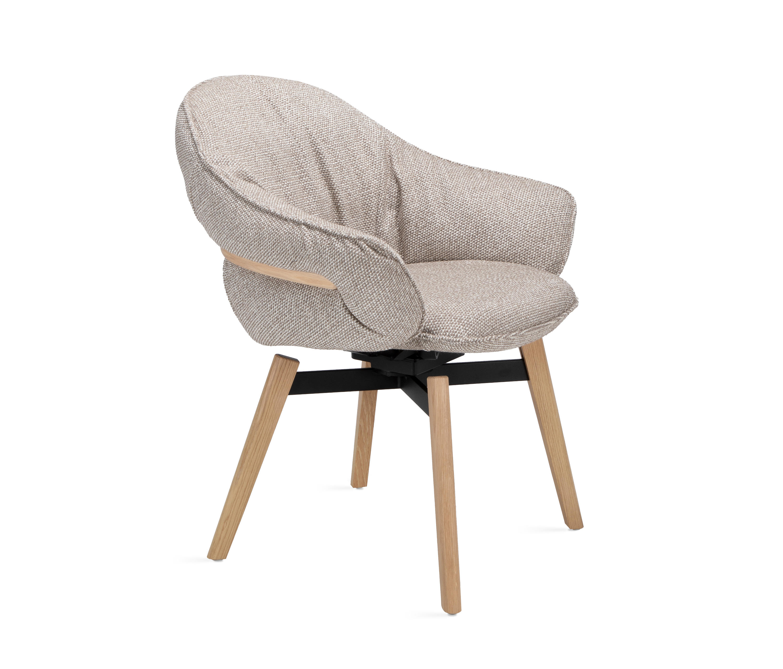 Marie | Armchair with wooden frame with cross, rotatable, autoreturn ...